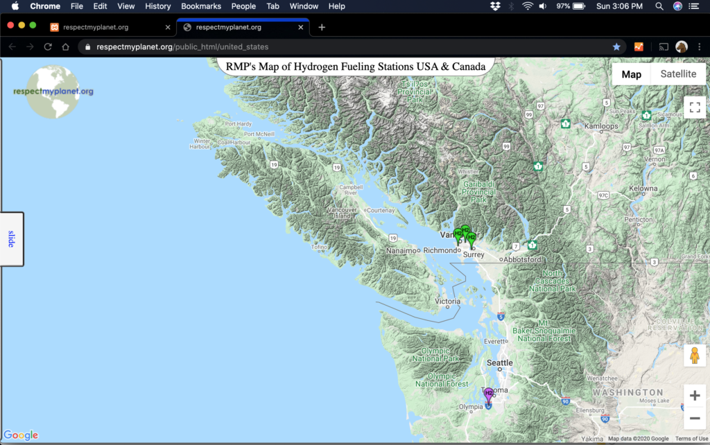 RMP’s Map of Hydrogen Stations in USA & Canada Upgraded – respectmyplanet.org